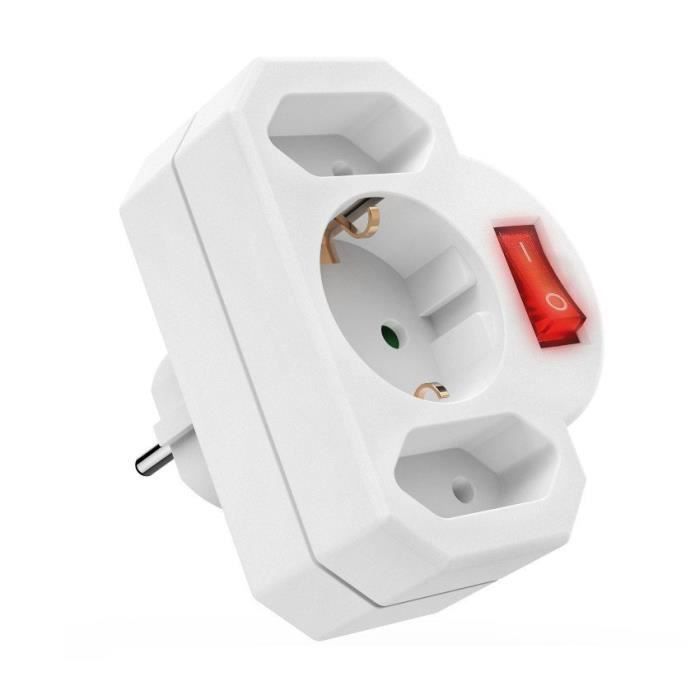 3way EU Switch Ue Plug-Prise de terre européenne 2-4-3 voies ue Schuko, adaptateur mural ...