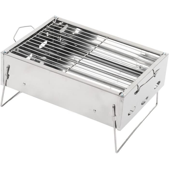 Barbecue En Plein Air Gril Portable Pliable Charbon De Bois En Acier Inoxydable Gril Pour Pique ...