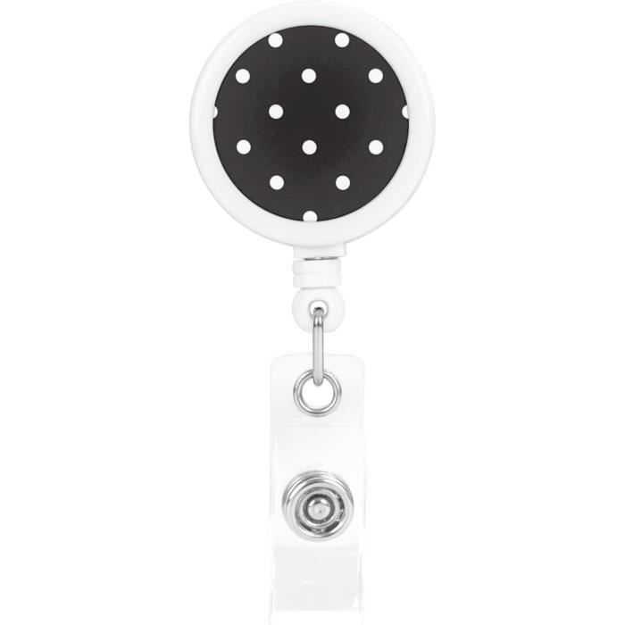 Porte-Badge Rétractable En Plastique À Pois Noirs Et Blancs-Résistant À ...