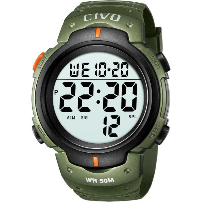 Montre Homme Digitale Outdoor Sport Militaire Étanche Multifonction Led ...