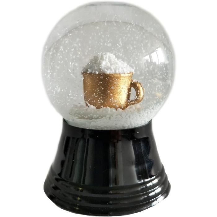 Boule à neige en verre véritable Presque comme de la vraie neige - Motif caf de café - 4 cm ...