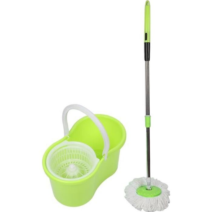 Set Seau Essoreur Balai Rotatif 360°Avec Mop Microfibre - Cdiscount Maison