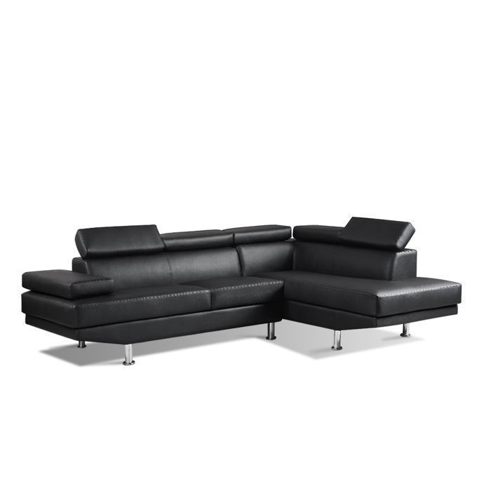 Canapé d'angle droit en simili (PU) noir - Hudson - DESIGNETSAMAISON ...