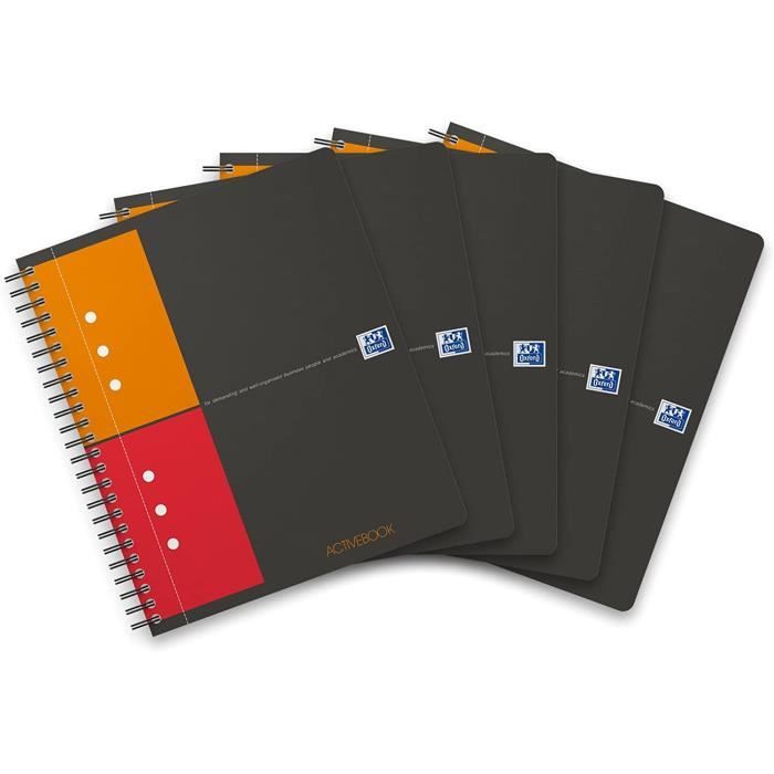 Active Book Lot de 5 Cahier bureau reliure intégrale 160 pages Orange ...