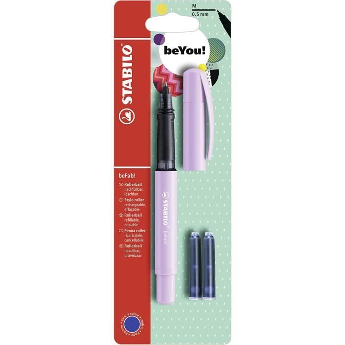 BeFab! Stylo roller avec 3 cartouches d'encre Violet pastel [600 ...