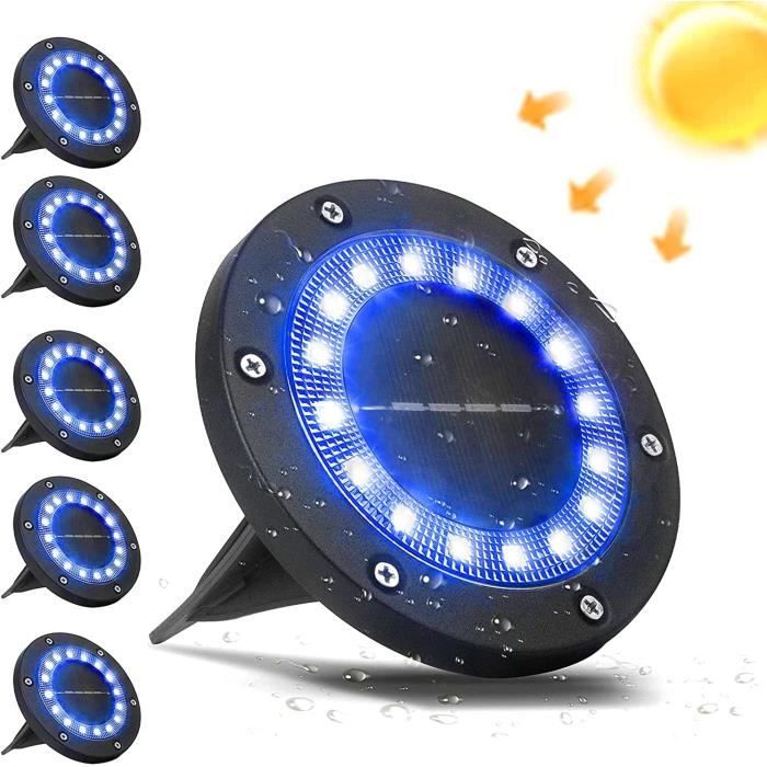 16 Leds Lampes Solaires Exterieures Jardin Lot De 6 Spots Solaires Encastrables Ip65 Etanche ...