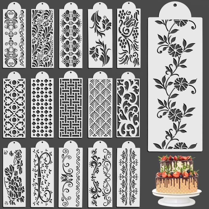16 Pièces Pochoir À Gâteau Décoration, Pochoir Patisserie Tapis De Gaufrage En Dentelle ...