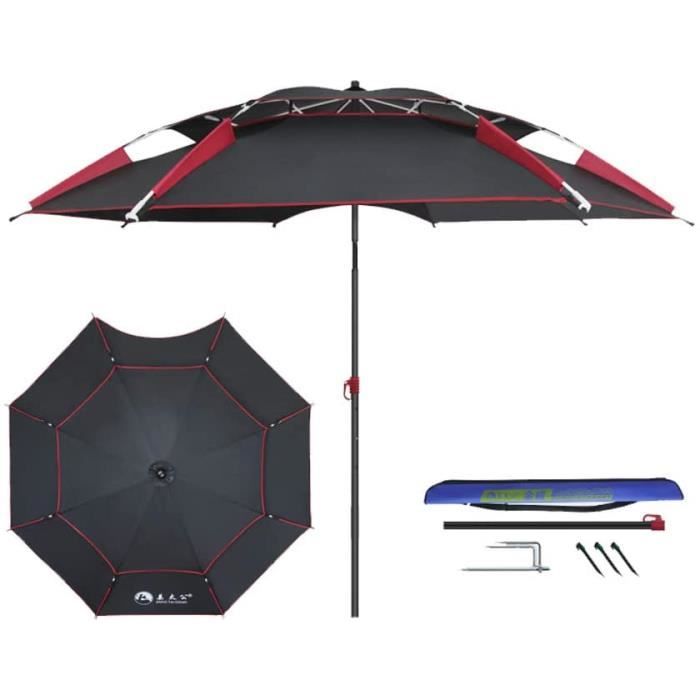Portable Parasol Plage Noir Parasol Pliable Parapluie De Pêche Parasol ...