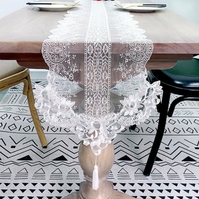 Chemin de Table - Fier - Dentelle Rose Blanc - 30x180 cm - Intérieur ...