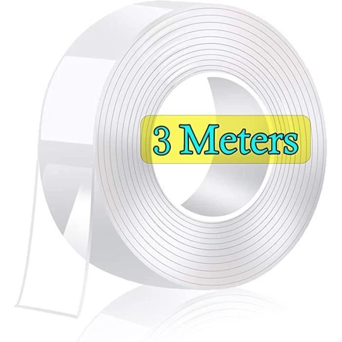 3 Mètres Ruban Adhésif Double Face Extra Fort Fin Nano Tape Lavable ...