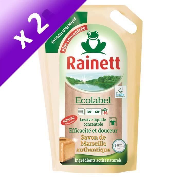 RAINETT Lessive liquide Écolabel - Savon de Marseille - 1,98 L (Lot de ...