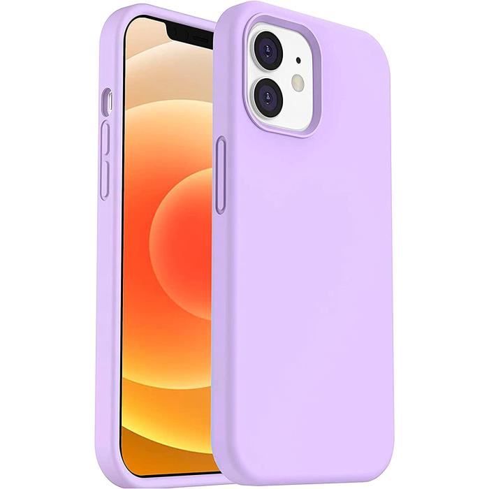 Coque iPhone 12 [Violet] Silicone Liquide avec Doublure en Microfibre ...
