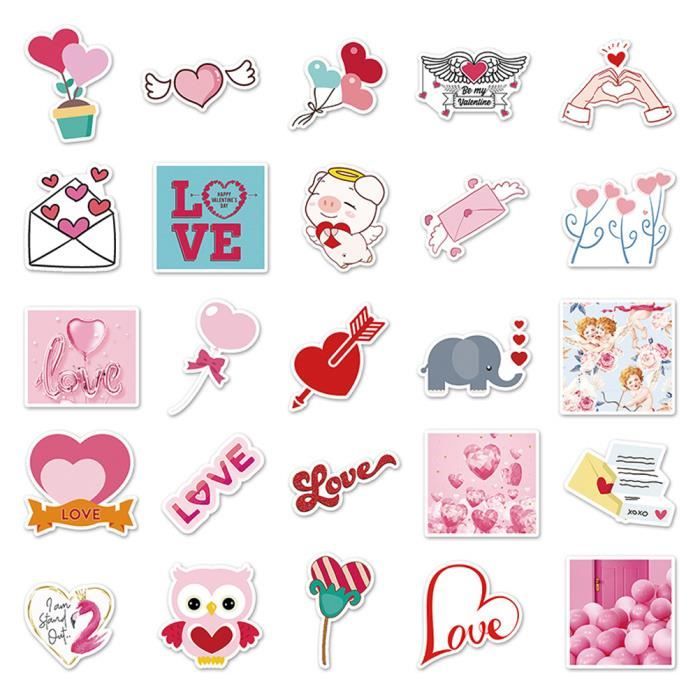 Drfeify 100pcs Autocollants Stickers Amour pour la Saint-Valentin ...