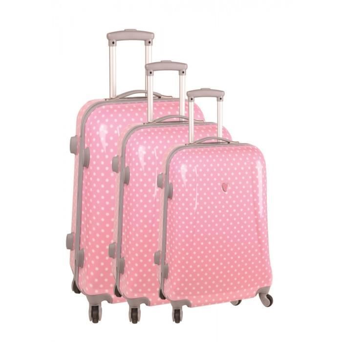 Set de 3 valises 4 roues original athène rose