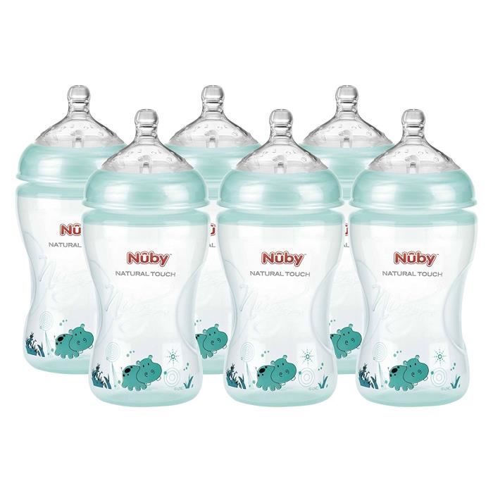 NUBY Lot de 6 biberons 330ml débit variable vert - Cdiscount Puériculture & Eveil bébé