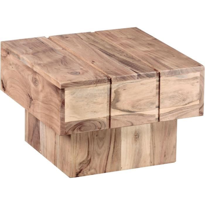 WOHNLING Table eois Massif Acacia Table Basse 44 x 44 x 30 cm Table Basse Solide carré Cube ...
