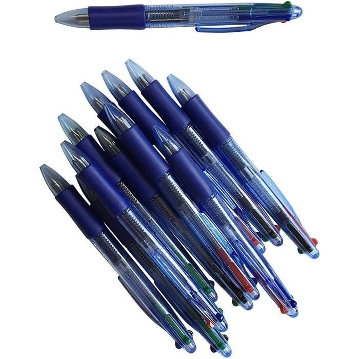Lot de 10 stylos à bille 4 couleurs par Janrax - Stylo bille de ...