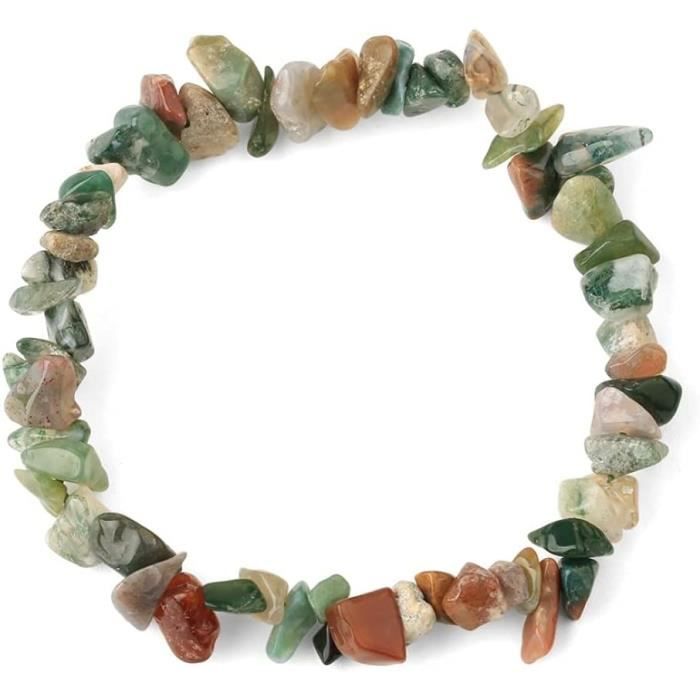 Bracelet Homme Pierre,7 Chakras Naturel Irrégulier Ébréché Mousse Agate ...