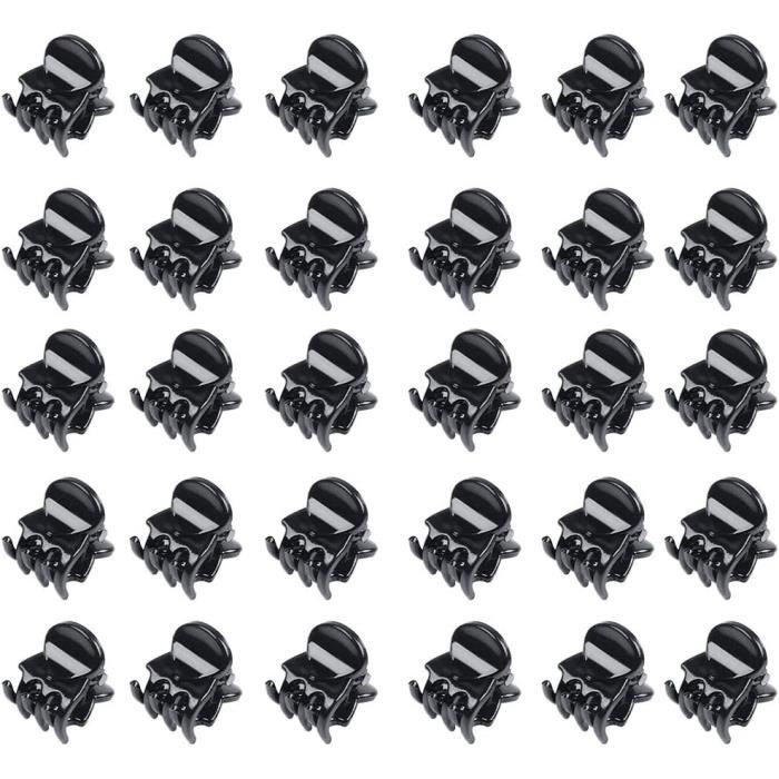 30 Pièces Mini Pinces À Cheveux - TRAHOO - Noir - Résine ABS - Ressorts ...