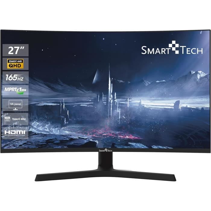 Ecran Pc 27" (68Cm) 270G02Qvc Incurvé 1500 R, Dalle Va, Résolution 2560 ...