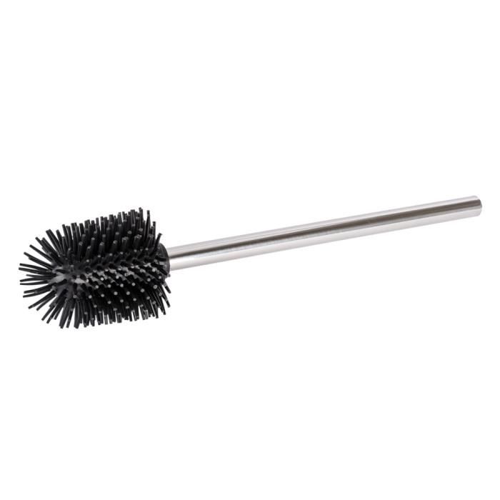 WENKO Brosse wc silicone de rechange, tête brosse WC noire avec manche acier inox, silicone, Ø ...