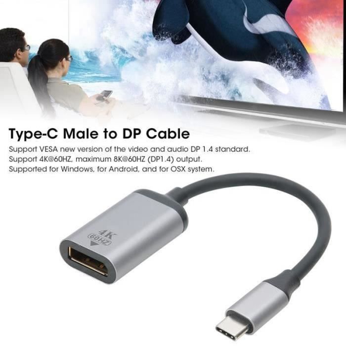 Type-C à DP Câble Type-C mâle vers DP Câble Adaptateur Cordon de Conversion HB052 - Cdiscount TV ...