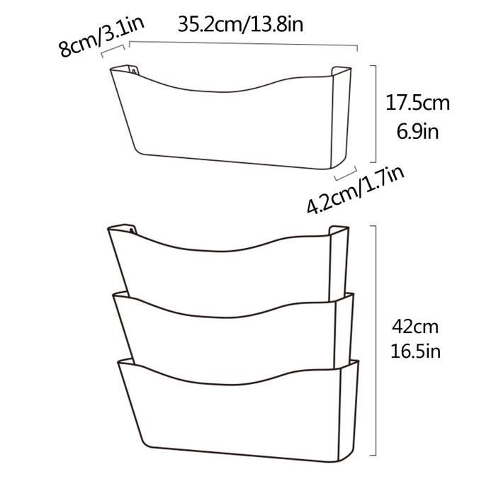 Support de fichiers mural Bote de classement murale transparente, porte ...