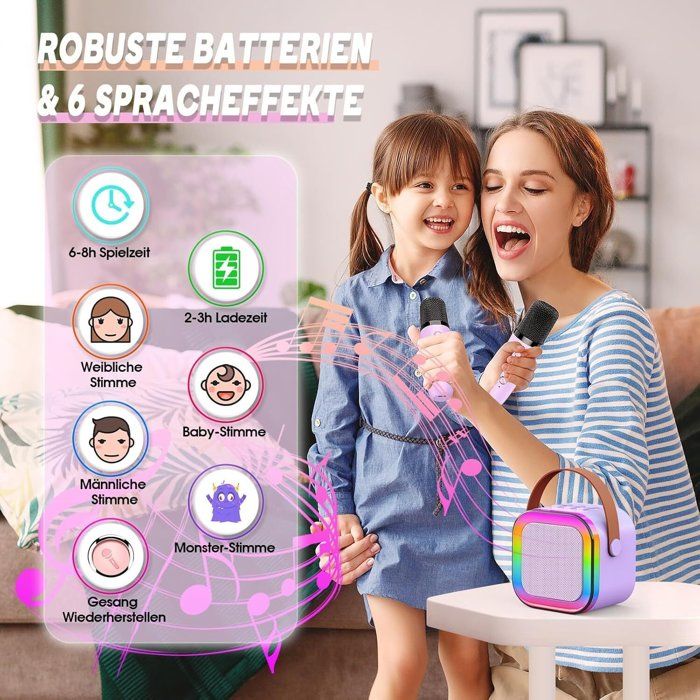 Micro Enfant pour Chanter, avec lumière LED et Haut-Parleur Intégré ...