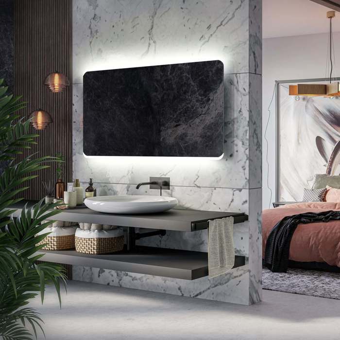 Alasta, Miroir LED avec Interrupteur Tactile, Modena 100x60 cm ...