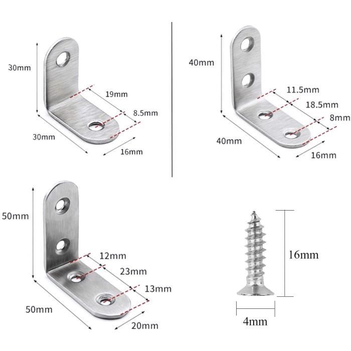 Équerres de Fixation, 30 Équerres d'angle en Cier Inoxydable 90 Degrés ...
