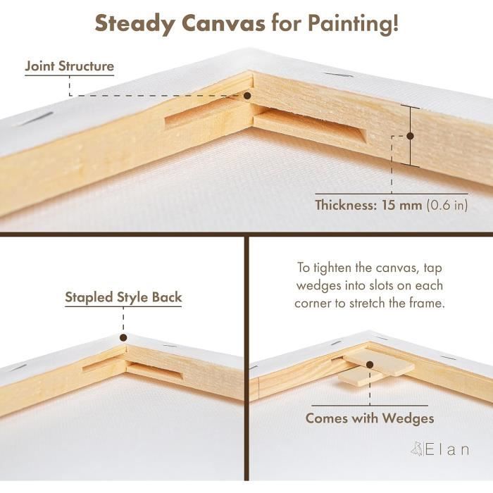 Toile À Peindre 45X60, 100% Coton 6-Pack De Toiles Pré Étirées, Toile ...