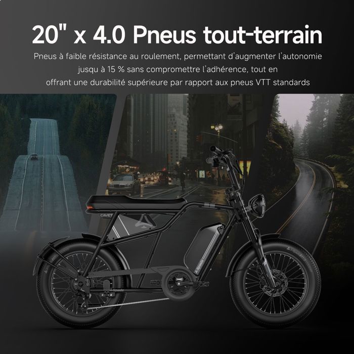 Vélo électrique Cavet Air Plus 20x4.0" – 250W – Batterie Amovible 48V ...