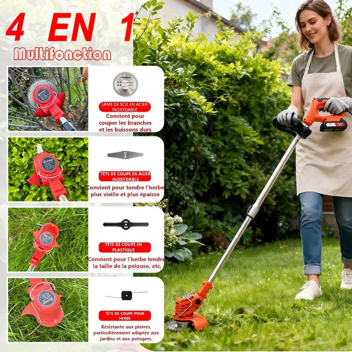 OUTIGO Débroussailleuse Électrique sans Fil, Débroussailleuse à Gazon ...
