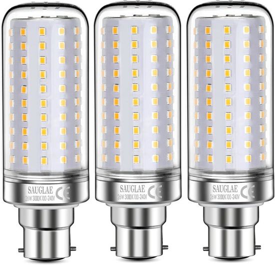 Ampoules Led 26W,Équivalent 200W Ampoule Incandescente,3000Lm,3000K Blanc Chaud,Ampoules À B22 ...