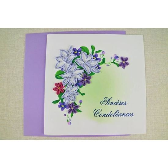 Carte De Condoléances 3D quilling papier roulé faite à la main (quilled ...
