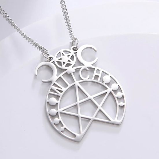 D Couleur acier - Dawapara Wicca collier de sorcière pentagramme ... D Couleur acier - Dawapara Wicca collier de sorcière pentagramme ...