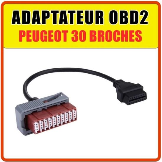 Prise / Adaptateur OBD2 pour Peugeot 30 broches compatible MULTIDIAG ...