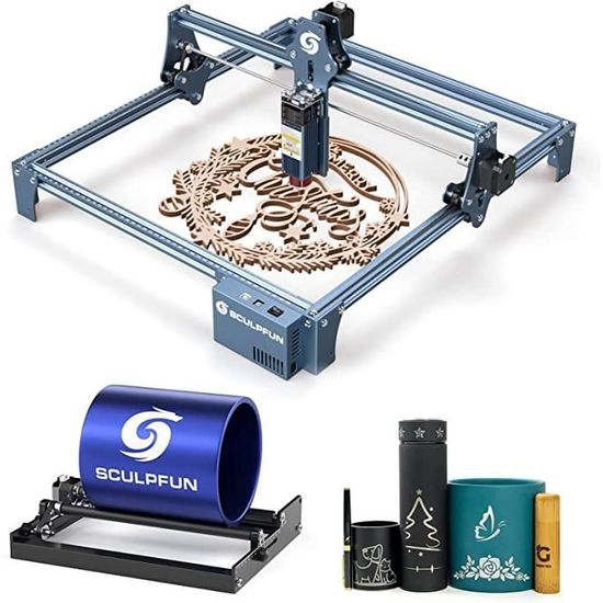 SCULPFUN S9 Machine à graver laser avec Rouleau rotatif graveur laser ...