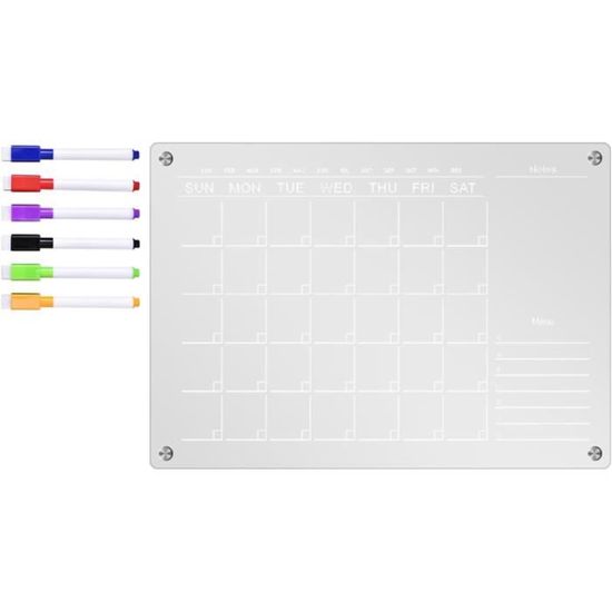 Tableau calendrier magnétique en acrylique réinscriptible transparent ...