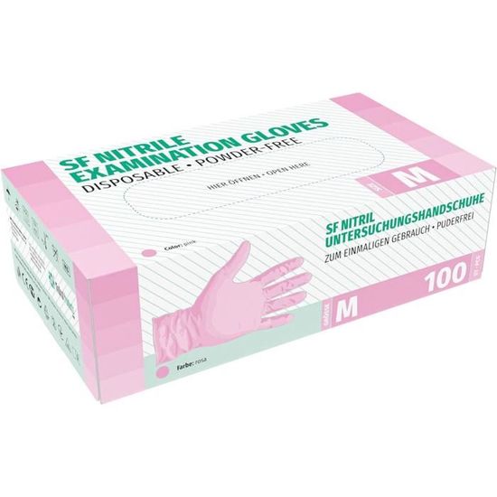 Gants Nitrile Boîte De 100 Pièces (M, Rose) Gants D'Examen Jetables ...