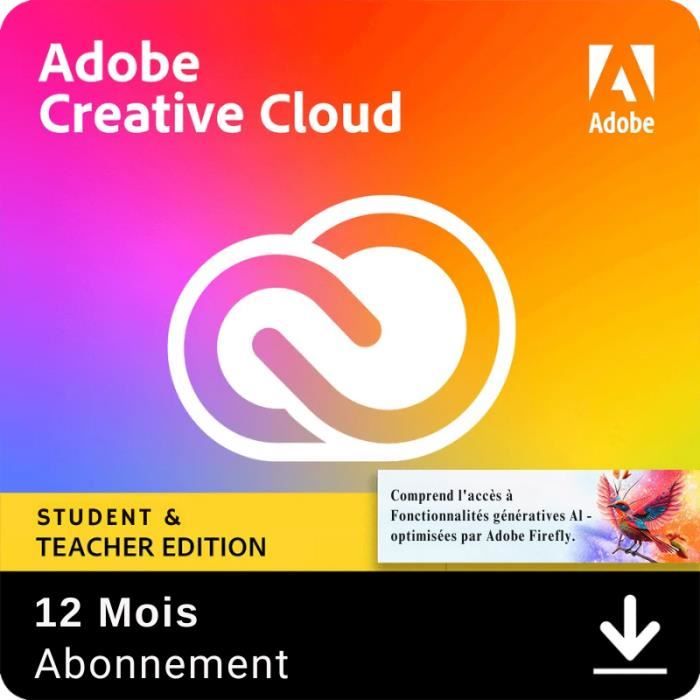 Logiciel Adobe Creative Cloud all Apps - Particuliers - 12 Mois ...