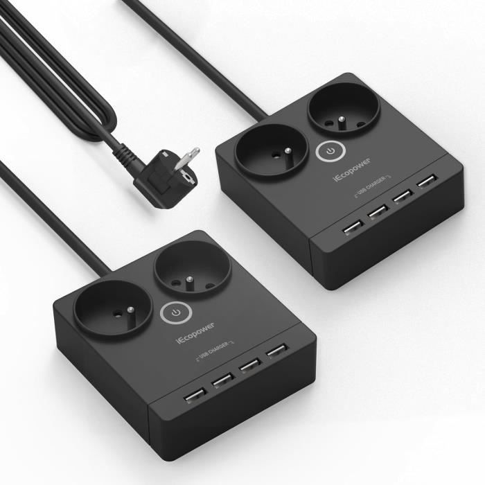 2 Pièces Multiprise Usb,Multiprise Avec Interrupteur,2 Prises Et 4 ...