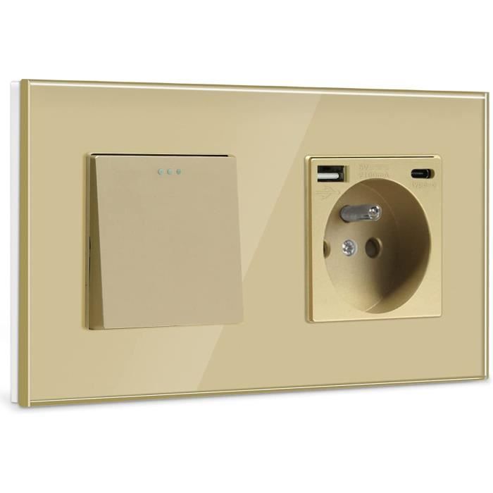 LI-Interrupteur avec Prise Murale USB et 1 Type C Or,1 Gang 1 Voie ...
