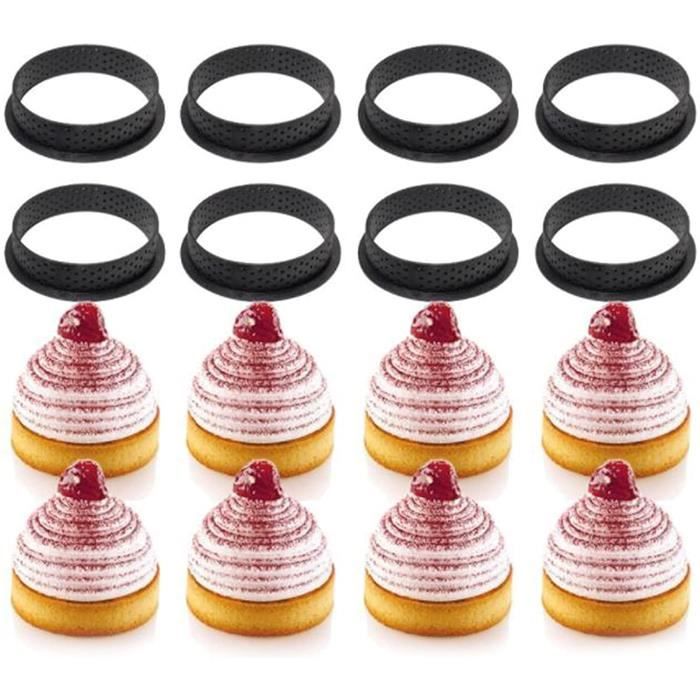 8 Pièces Moule à Gateau Perforé Cutter Forme Ronde Mousse Cercle Anneau ...