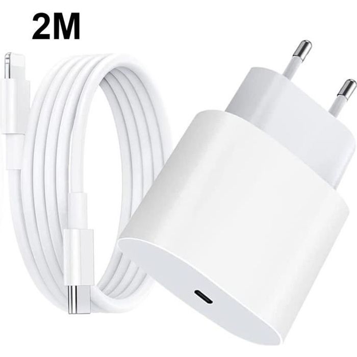 Chargeur Rapide USB-C + Câble 2 Mètre pour iPhone 14 Pro Max - 14 Pro -14 -13-13 ProMax -12 ...