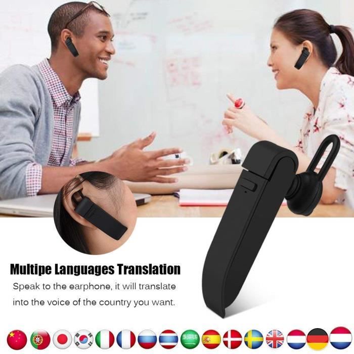 Oreillette Traduction Écouteur Bluetooth Traducteur Vocal Multi-langues ...