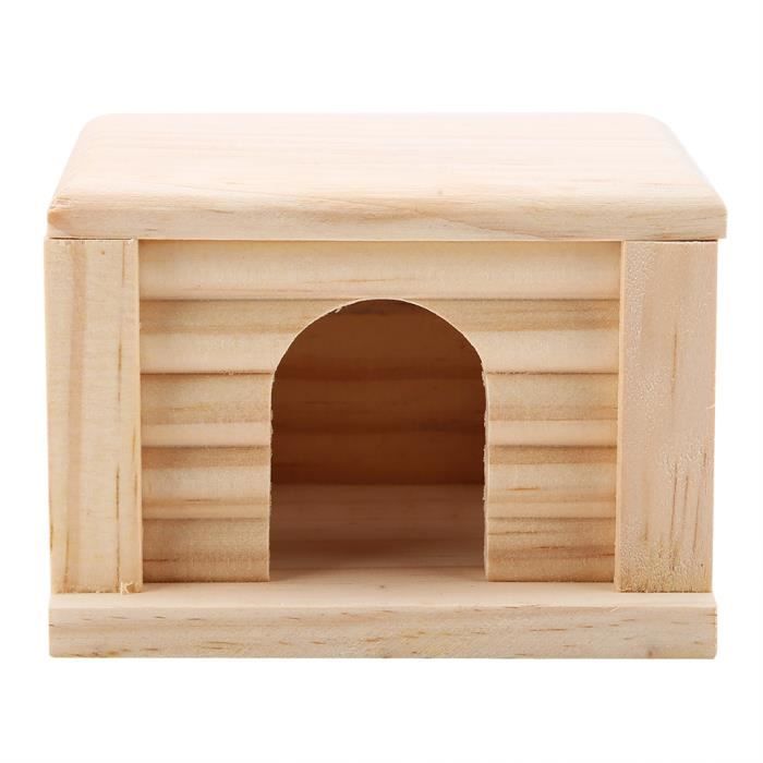 CHG® cabane de rat en bois 1Pc en bois naturel Hamster House Flat Top ...