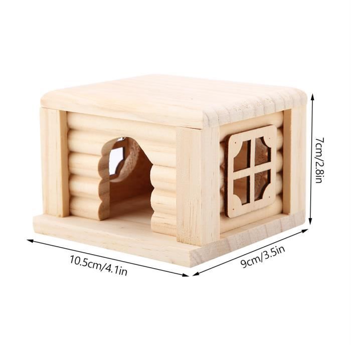 Q117221 cabane de rat en bois 1Pc en bois naturel Hamster House Flat ...