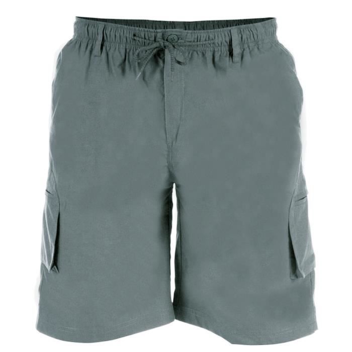 Short Duke - NICK - Homme - Taille élastiquée - Poches à scratch - Gris ...