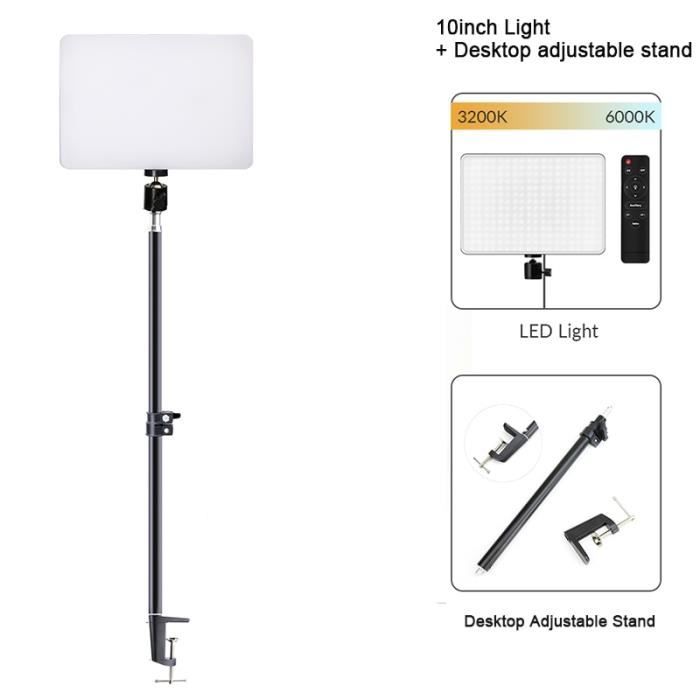 Lampe esclave-flash,Kit de panneau de lumière vidéo LED,éclairage de ...